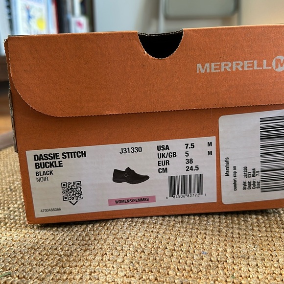 Merrell | Shoes | Darcy Stitch Buckle Black Noir Womens 75 Medium Shoe ...